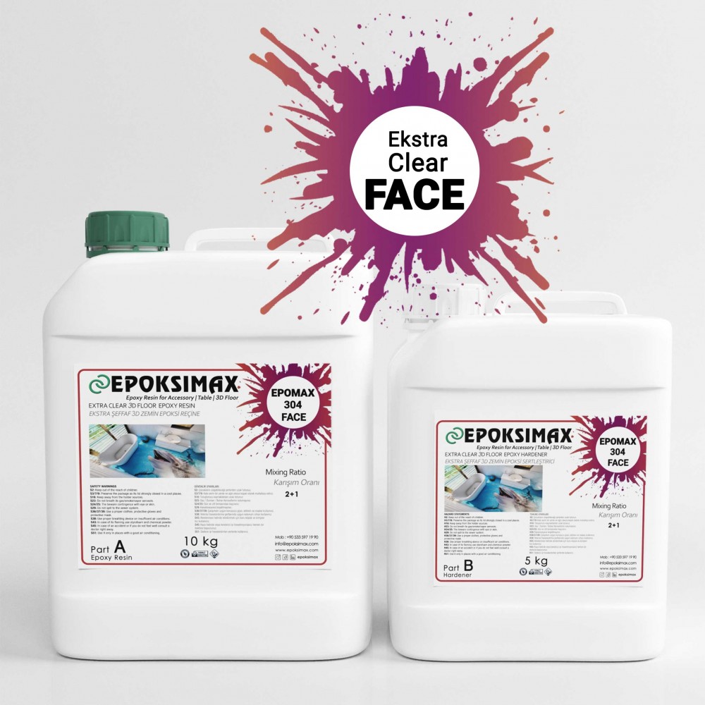 EPOMAX 304 FACE Ekstra Şeffaf 3D Zemin Epoksi Reçine 15 KG